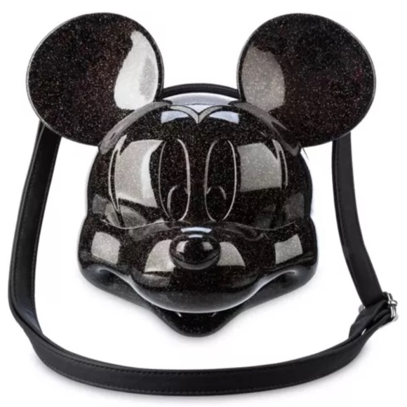 Loungefly | Bags | Disney Loungefly Black Glitter Molded Mickey Mouse ...